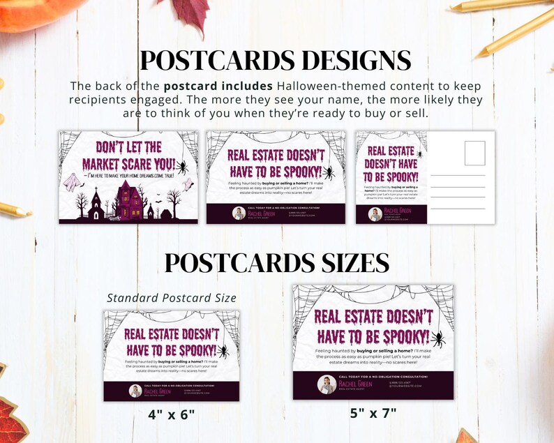 Halloween Real Estate Marketing Template Flyer Gift Tag Post Cards and ...