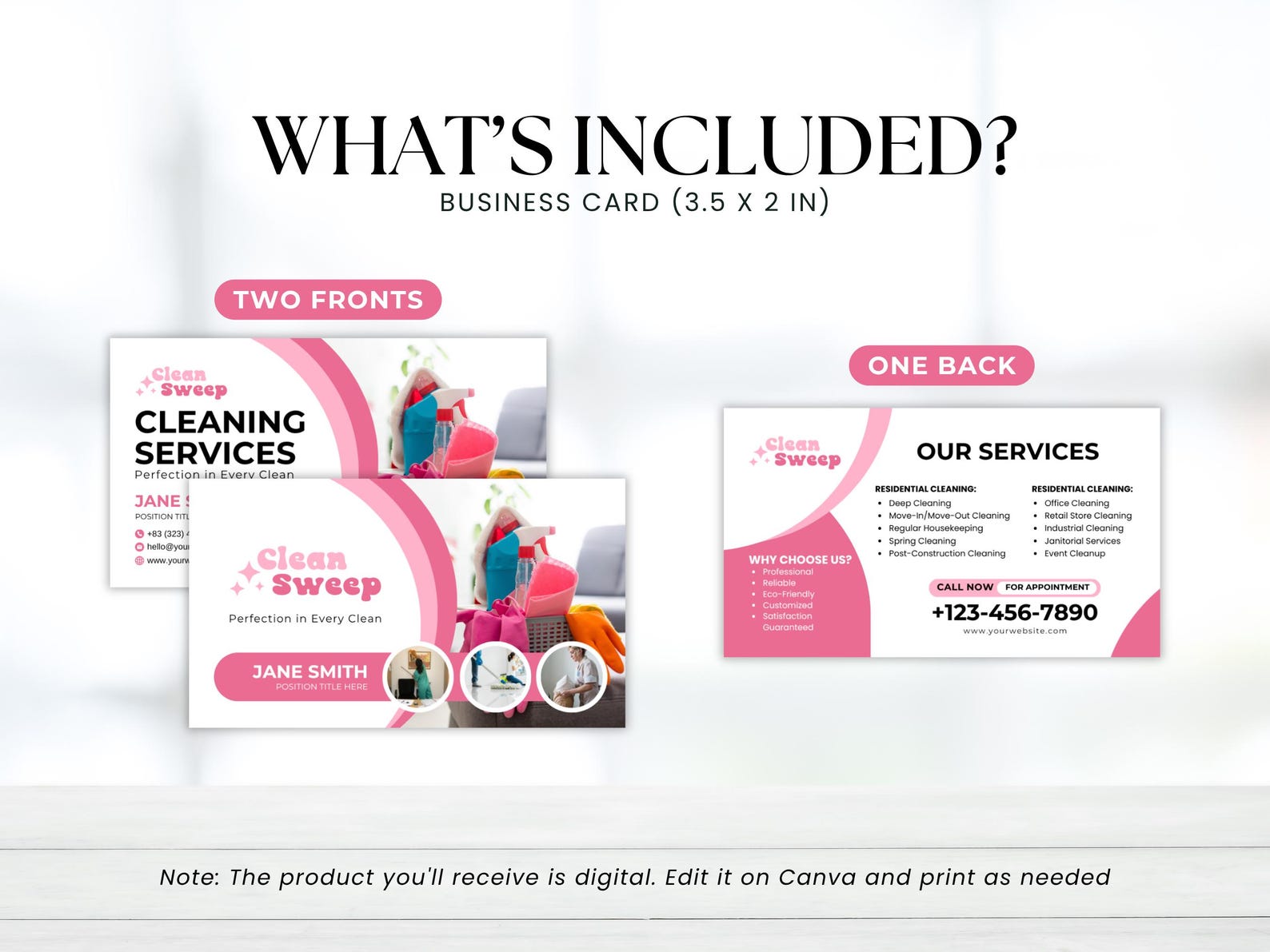 Editable Cleaning Business Card Template, Personalized Business Cards ...