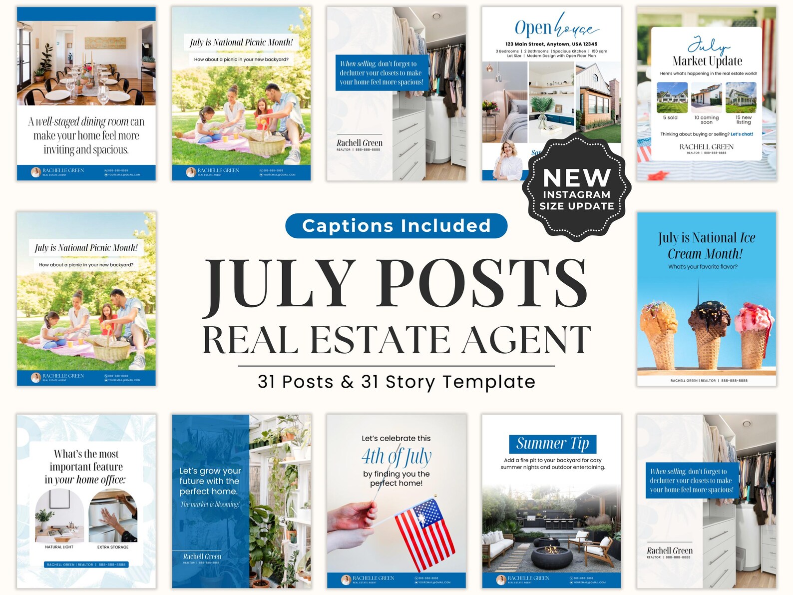 Real Estate Social Media Post Bundle for July, Facebook & Instagram ...