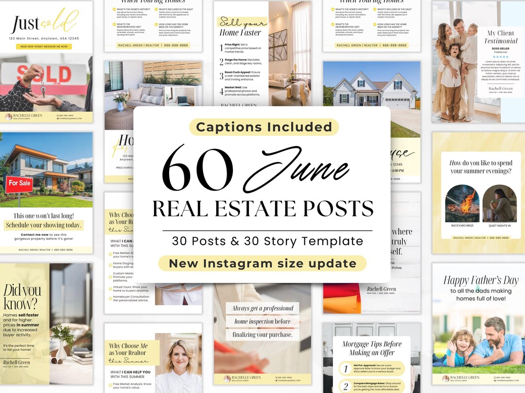 June Real Estate Marketing Canva Templates, Summer Real Estate Social ...