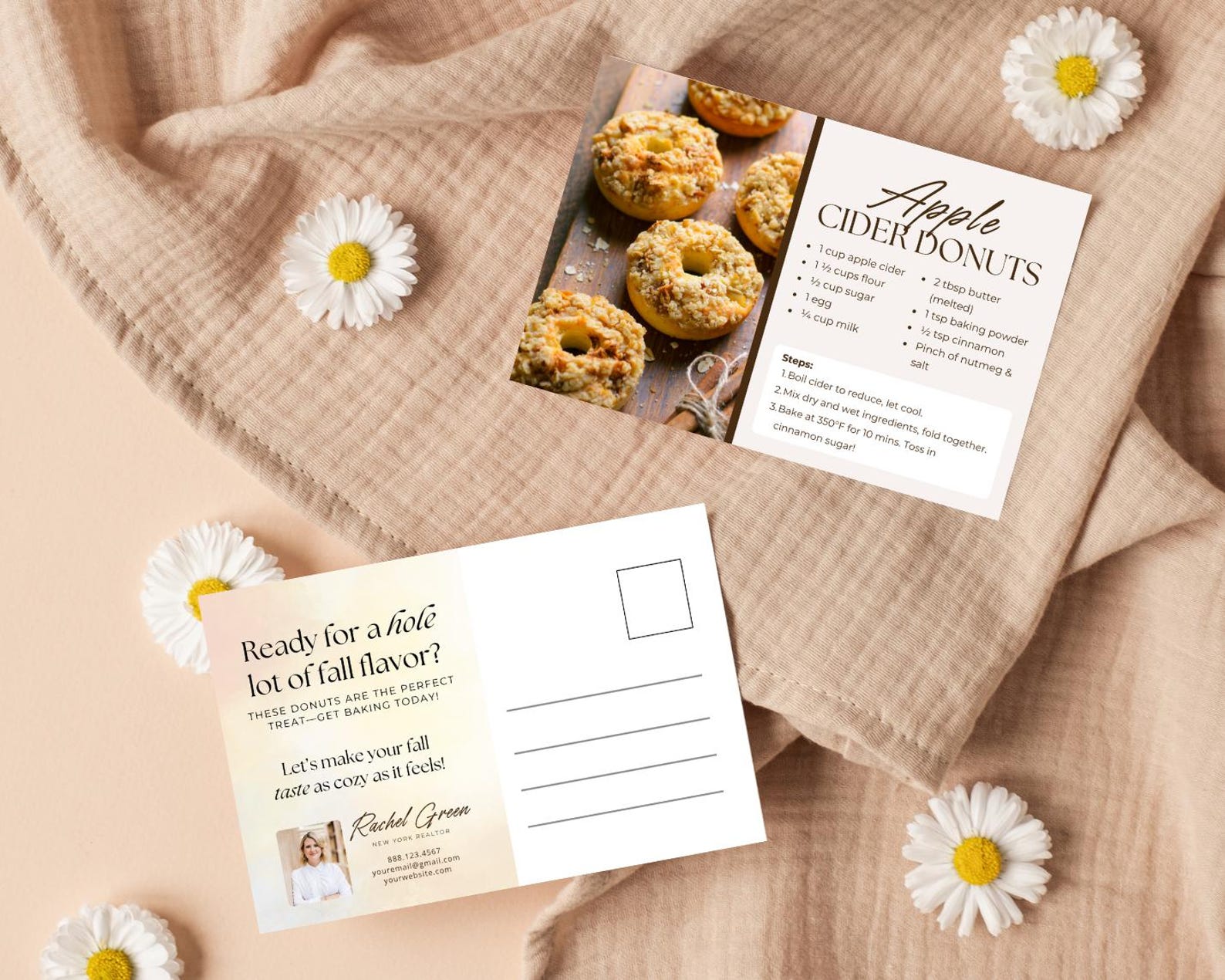 Fall Recipe and Realtor Prospecting Postcards, Thanksgiving, Fall ...