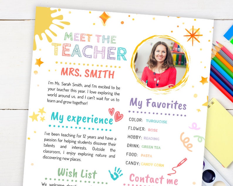 Meet the Preschool Teacher Canva Template Back to School Flyer, Welcome ...