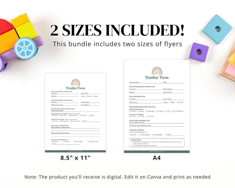 Daycare Waitlist Form Application, Home Daycare Form, Pre School ...