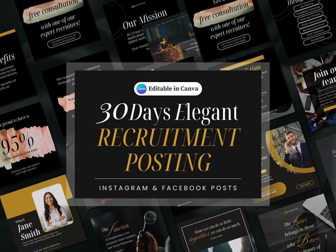 Recruitment Service Elegant Canva Instagram Post Template Recruitment ...