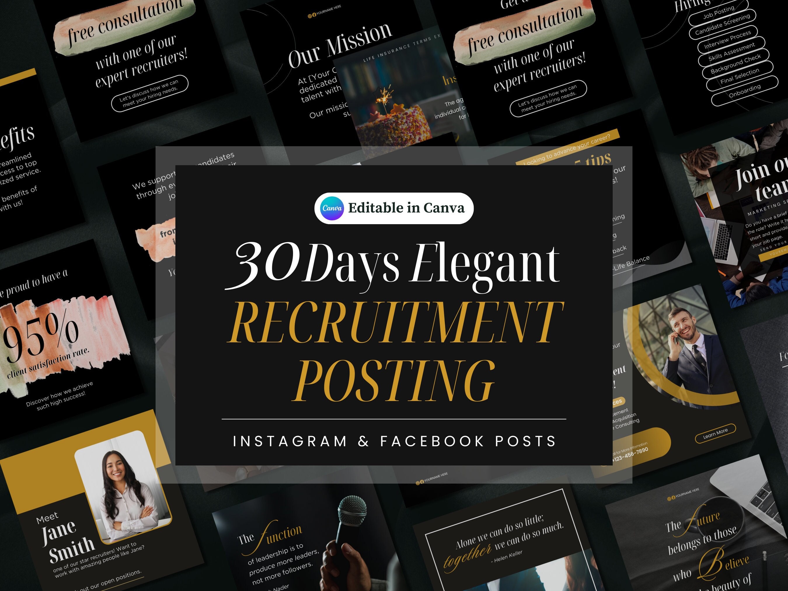 Recruitment Service Elegant Canva Instagram Post Template Recruitment ...