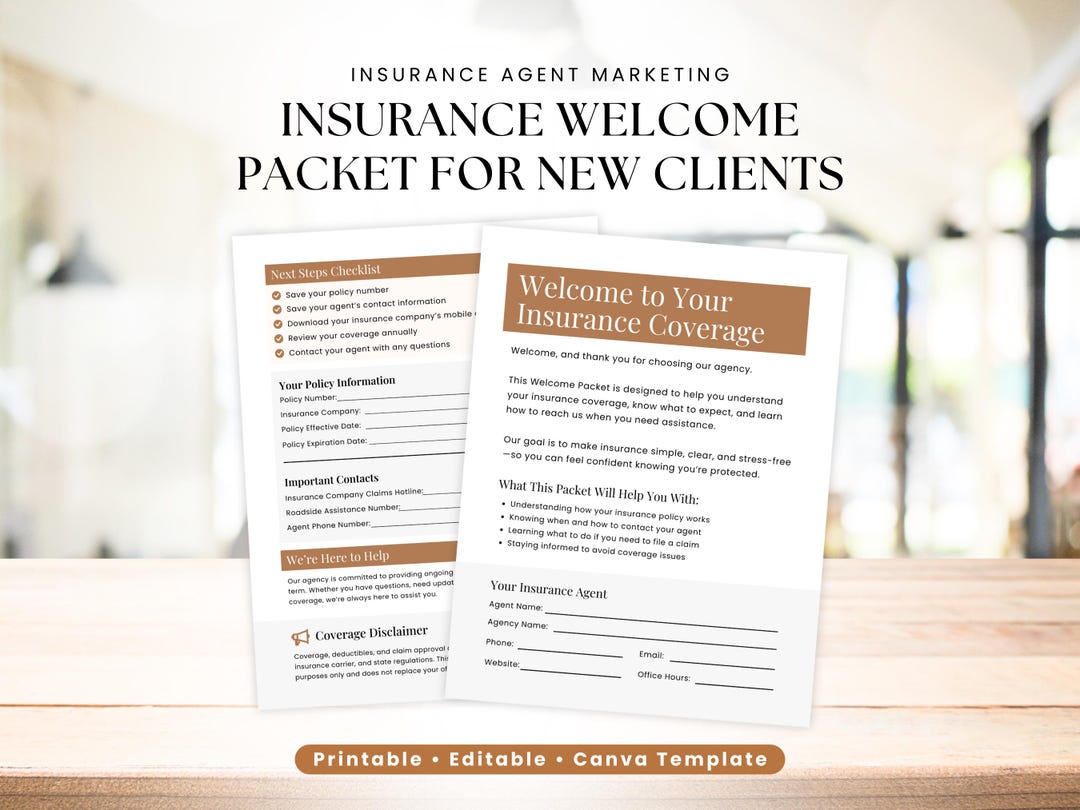 Insurance Welcome Packet Canva Template for Agents, Client Onboarding ...