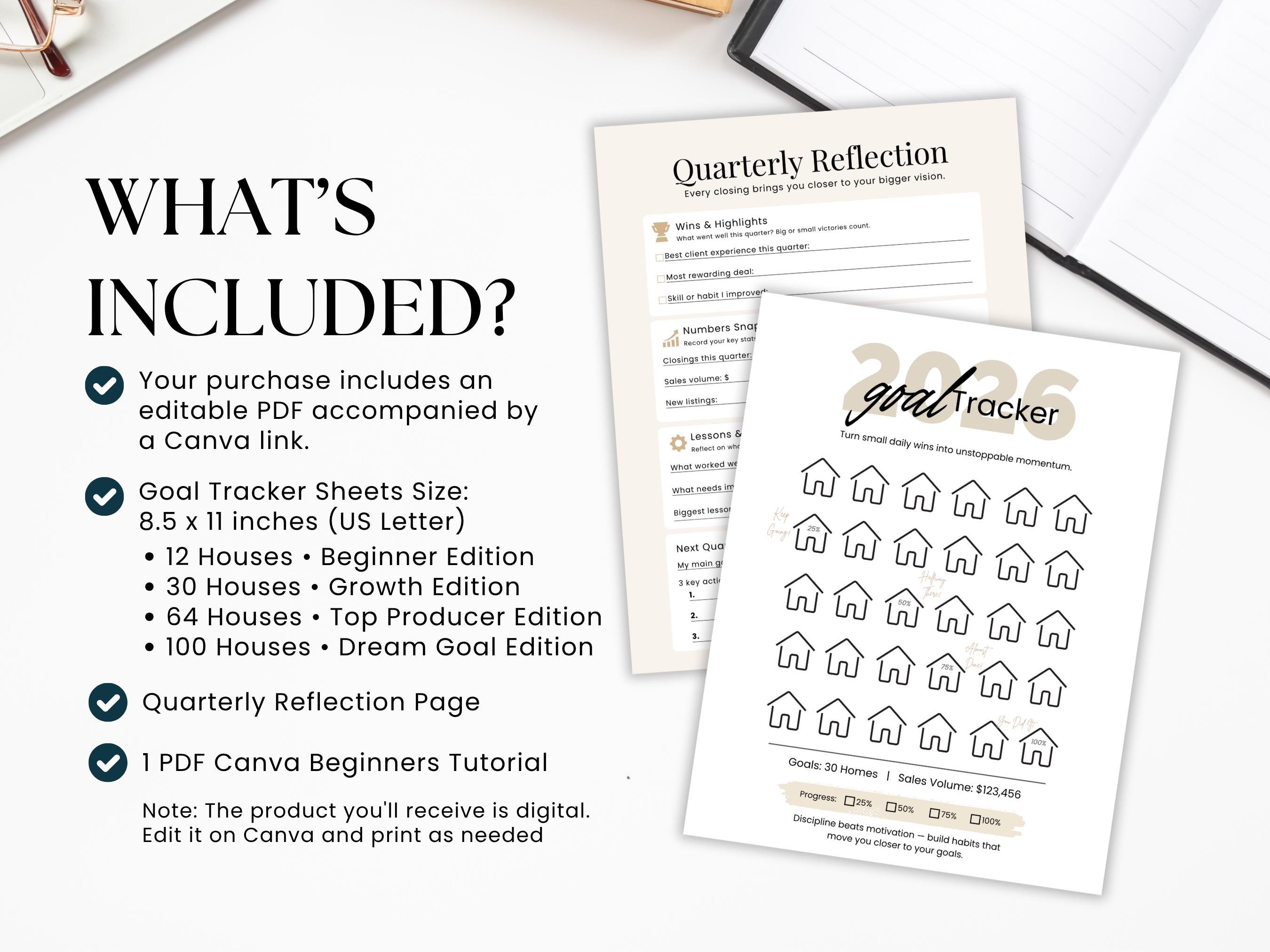 Real Estate Goal Tracker, Printable Realtor Planner, 2026 Real Estate ...
