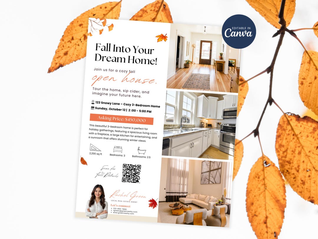 Fall Open House Neighbor Flyer, Hello Neighbor Letter, Fall Real Estate ...
