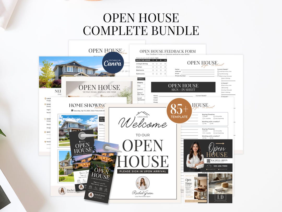 Open House Bundle Kit Canva Template, Real Estate Marketing Bundle ...