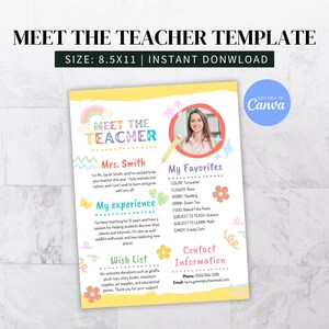 Meet the Teacher Canva Template Pastel Color Theme All About Me Bio ...
