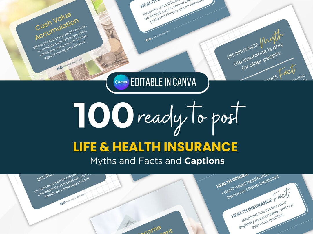 100 Myths and Facts Life Insurance Agent Instagram Posting and Story ...