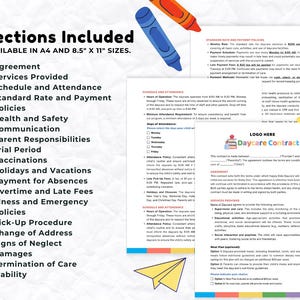 Editable Home Daycare Contract Agreement Business and Preschool ...