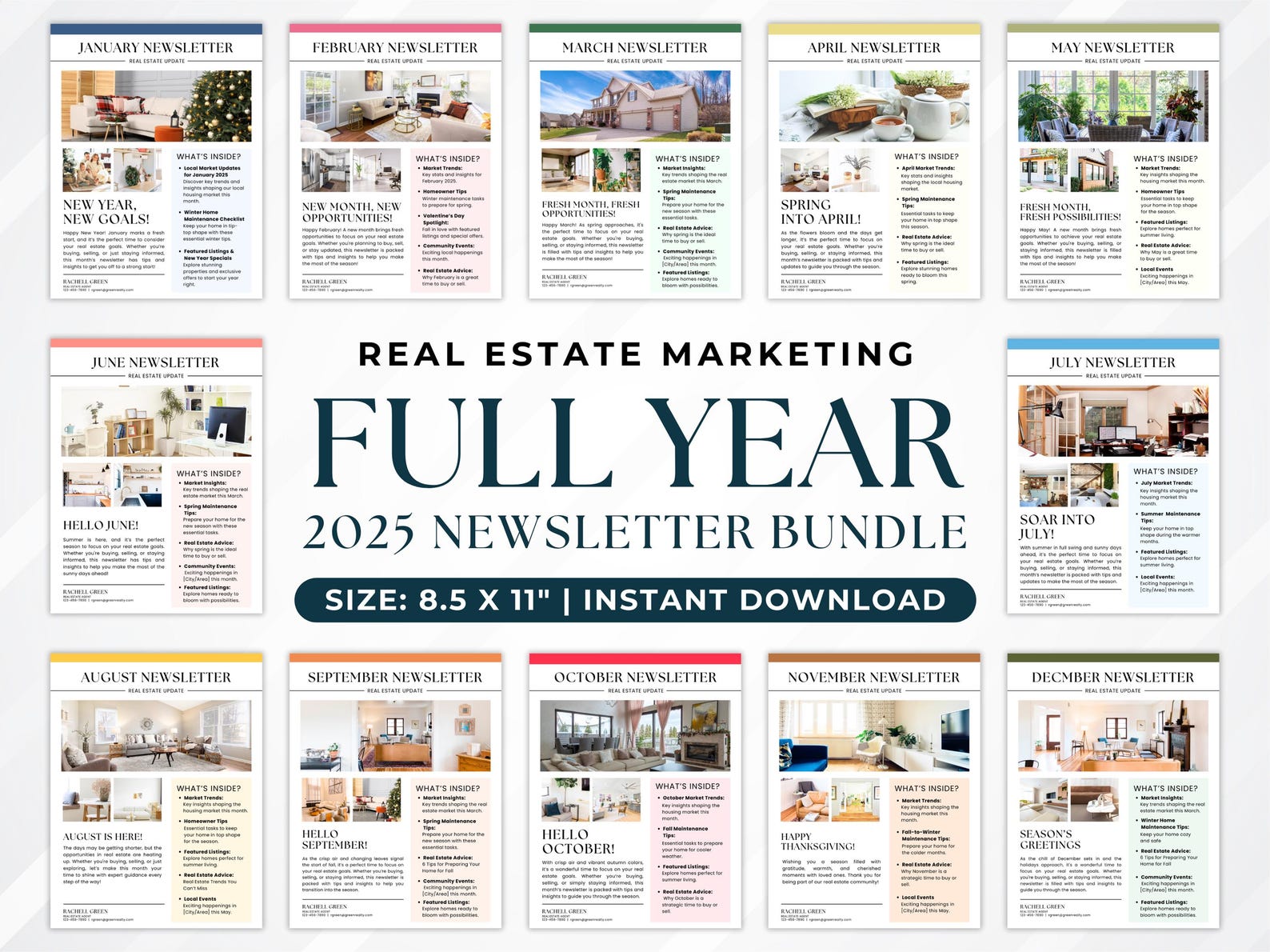 2025 Real Estate Newsletter Template Bundle, Real Estate Marketing Plan ...