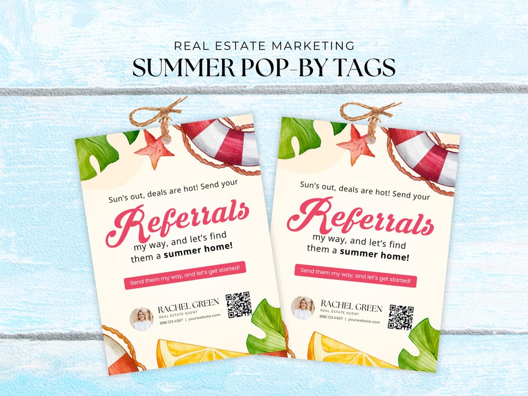 Editable Summer Pop by Tag and Gift Tag for Real Estate Agents ...