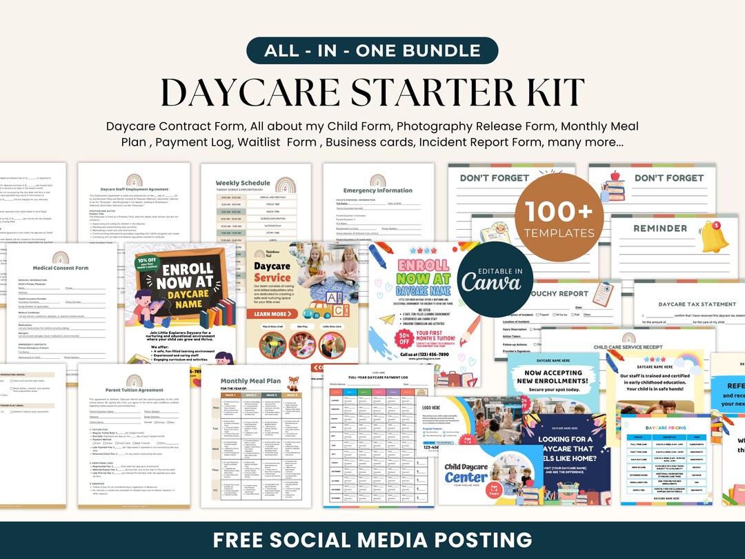 In Home Daycare Starter Kit Bundle Policies, Daycare Forms Contract ...