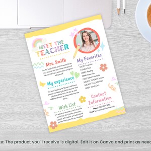 Meet the Teacher Canva Template Pastel Color Theme All About Me Bio ...
