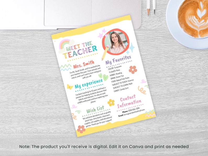 Meet the Teacher Canva Template Pastel Color Theme All About Me Bio ...