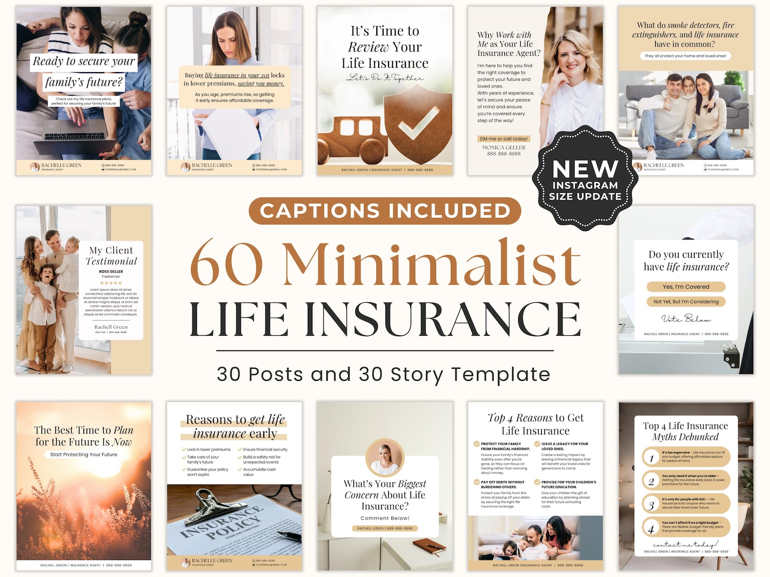 Life Insurance Social Media Templates, Editable Canva Templates for ...