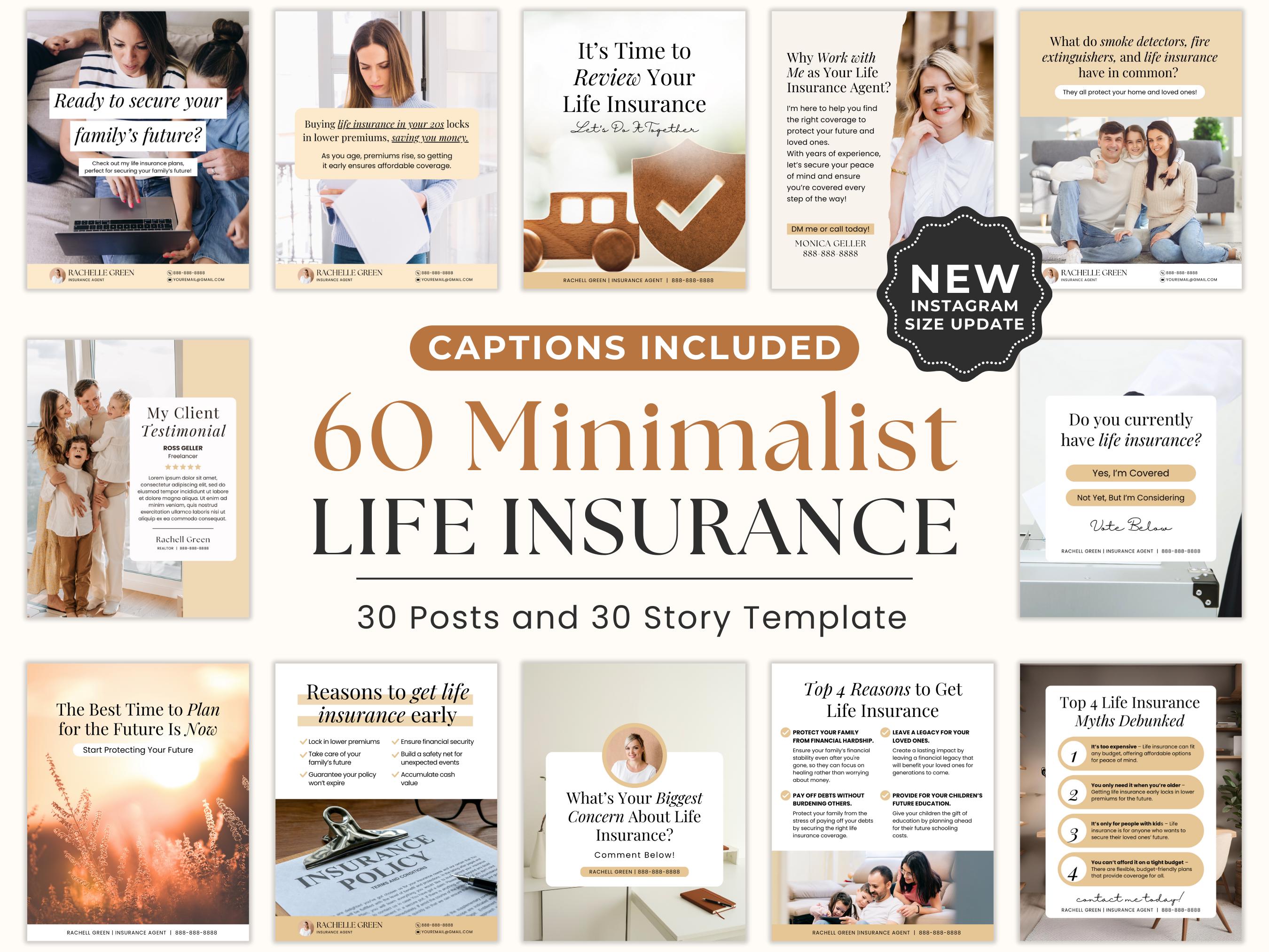 Life Insurance Social Media Templates, Editable Canva Templates for ...