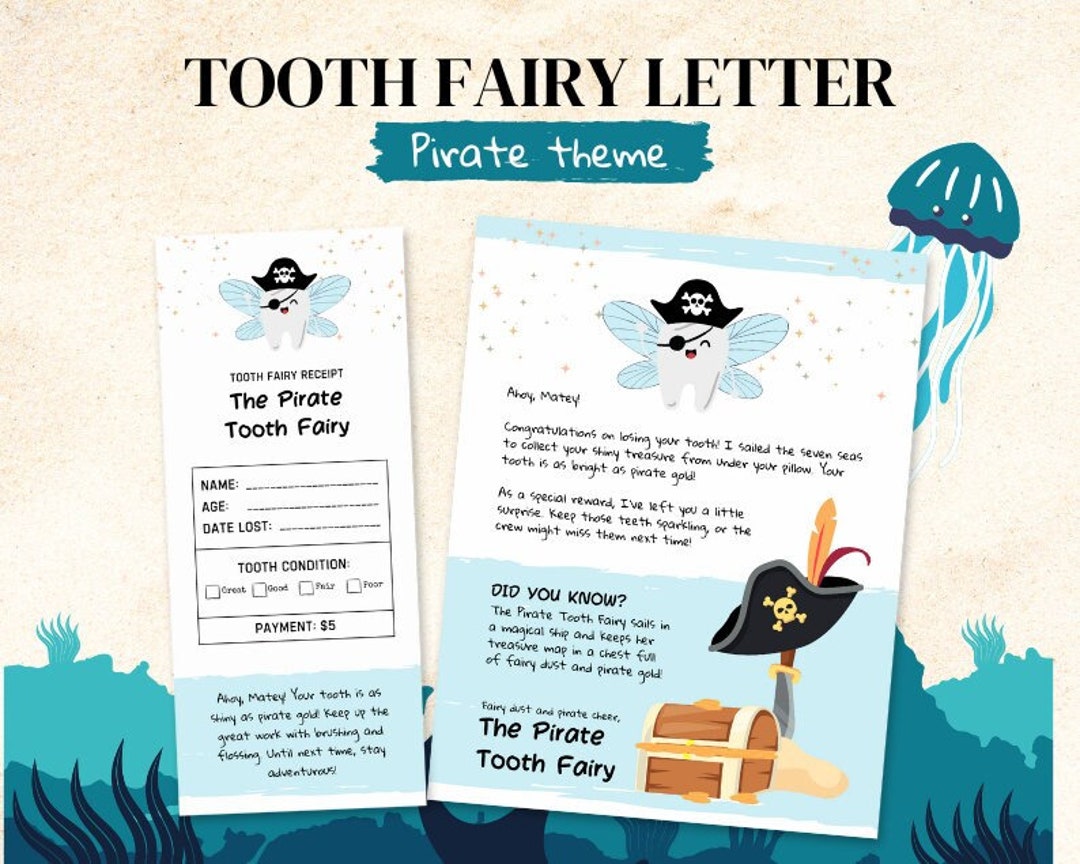 Pirate Theme Tooth Fairy Letter for My First Tooth With Editable and ...