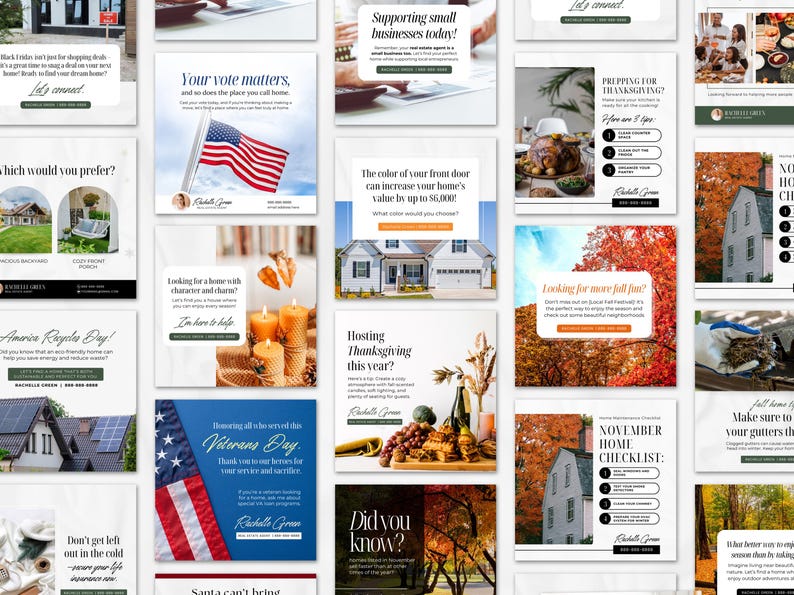 November Real Estate Posts Marketing, Thanksgiving Real Estate November ...