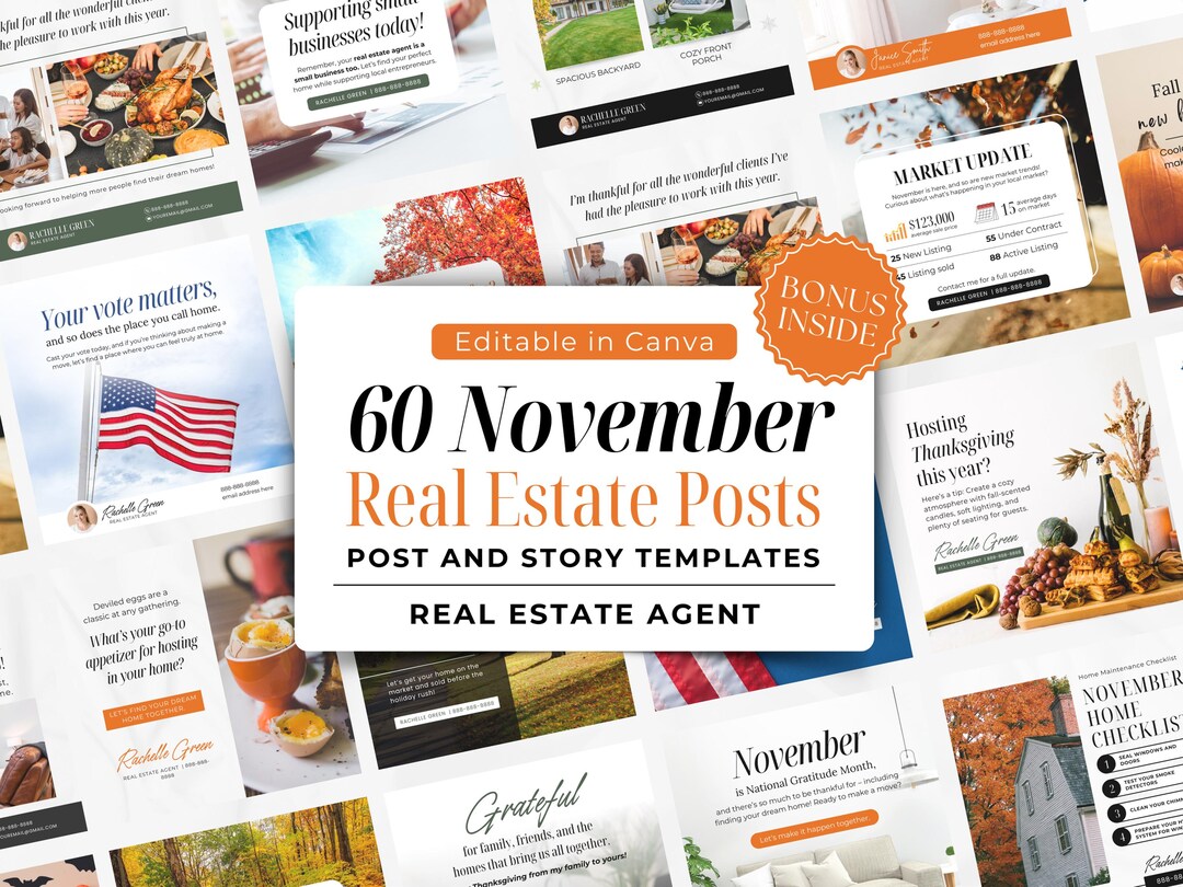 November Real Estate Posts Marketing, Thanksgiving Real Estate November ...