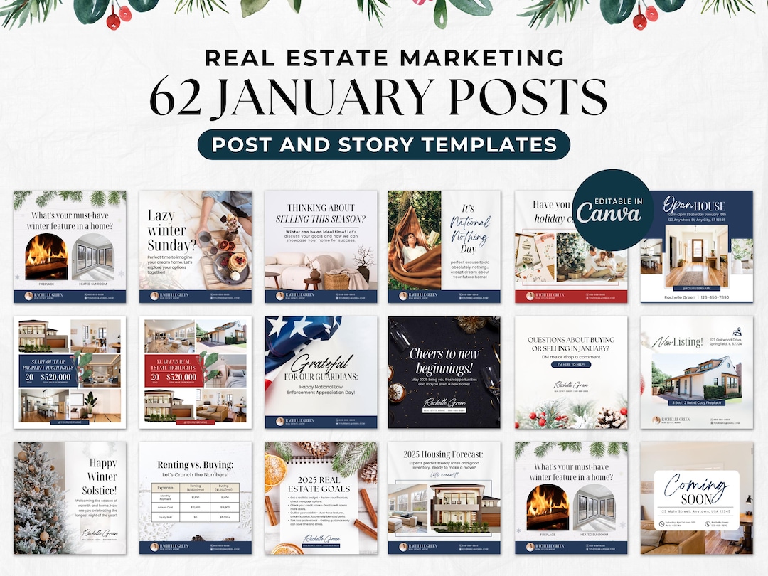 January Real Estate Post, Holiday Post Real Estate Marketing Template ...