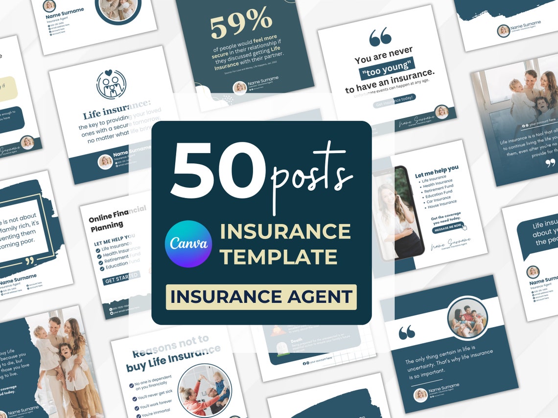 Canva Template for Insurance Agent Social Media Marketing Life - Etsy