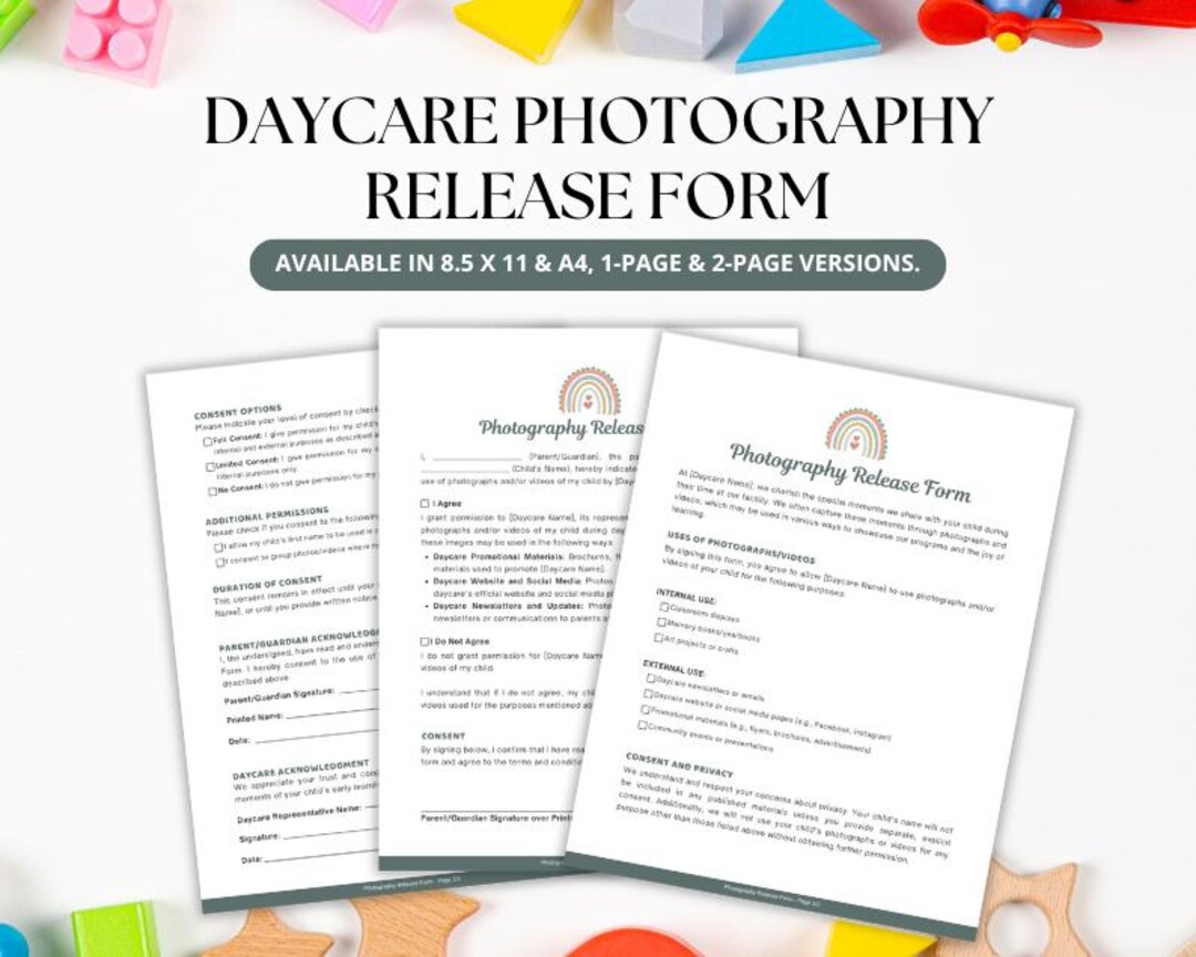 Daycare Photo Release Form Consent, Home Daycare Form, Pre School Photo ...