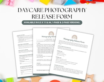 Daycare Photo Release Form, Photo Release, Photo Consent, Daycare Form ...