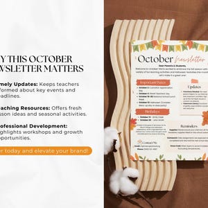 October School Newsletter Template Fall Theme, Printable Monthly ...