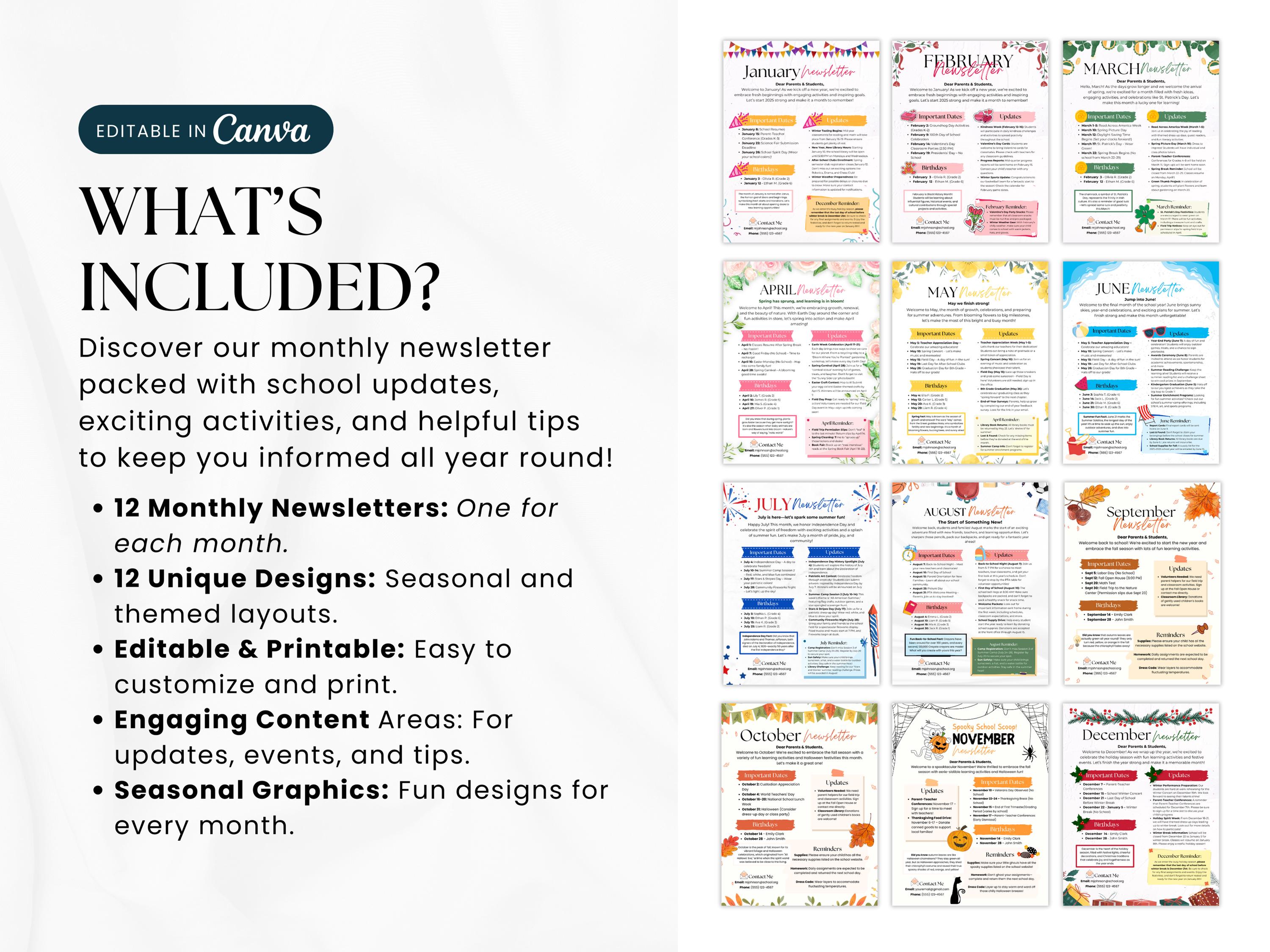 Full Year School Newsletter Templates, Meet the Teacher Newsletter ...