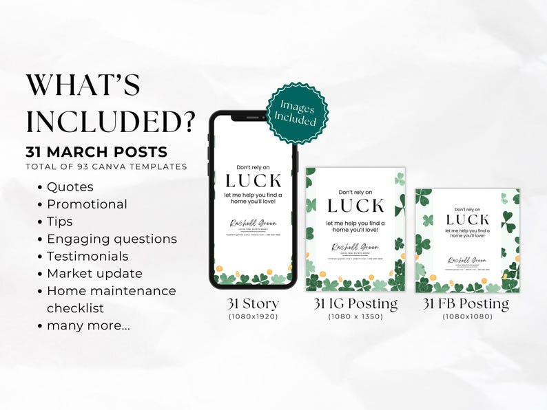 Editable St. Patricks Day Realtor Social Media Posts, Customizable ...
