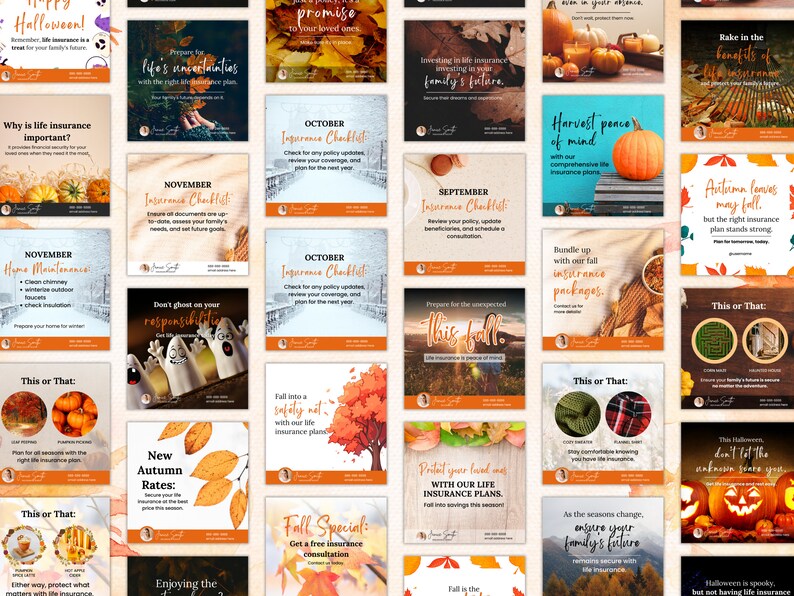 30 Fall Theme for Life Insurance Agent Social Media Templates for Life ...