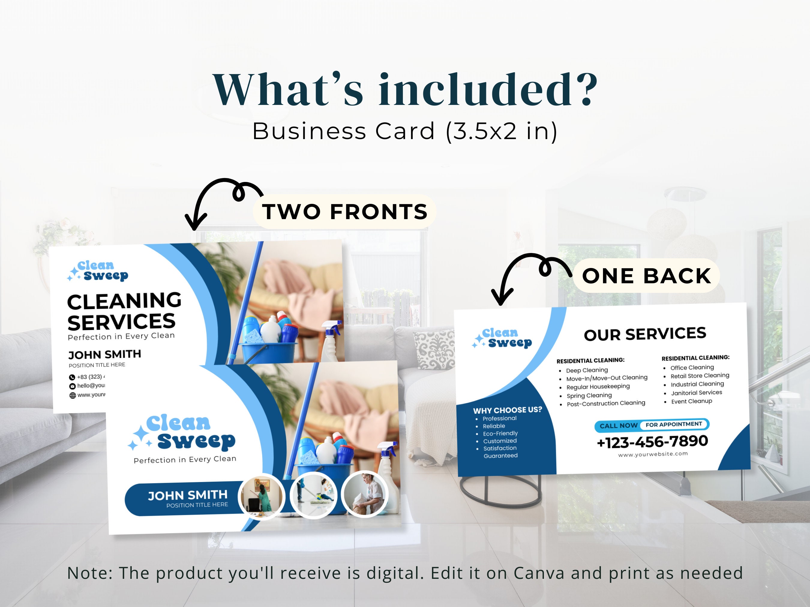 Professional Commercial Cleaning Business Card Template, Modern ...