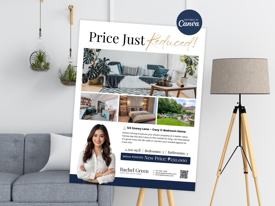 Real Estate Price Reduction Flyer, Modern Flyer Template, Price Reduced ...