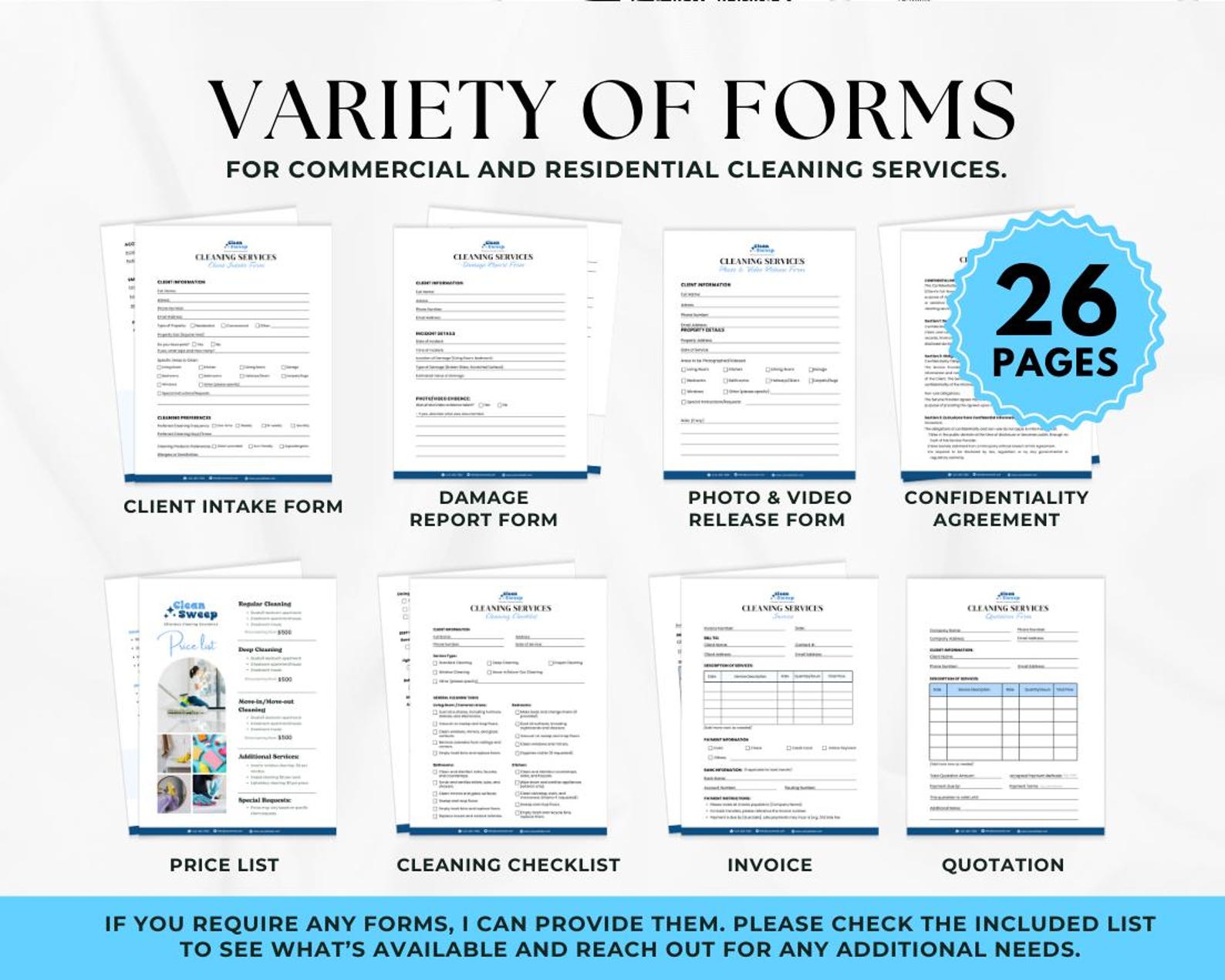 Cleaning Business Bundle Forms Logo Service Agreement, House Cleaning ...