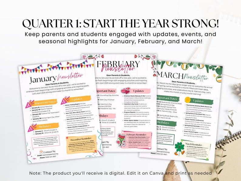 Full Year School Newsletter Templates, Meet the Teacher Newsletter ...