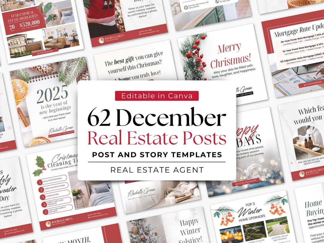 December Winter Real Estate Posts for Social Media Instagram Template ...