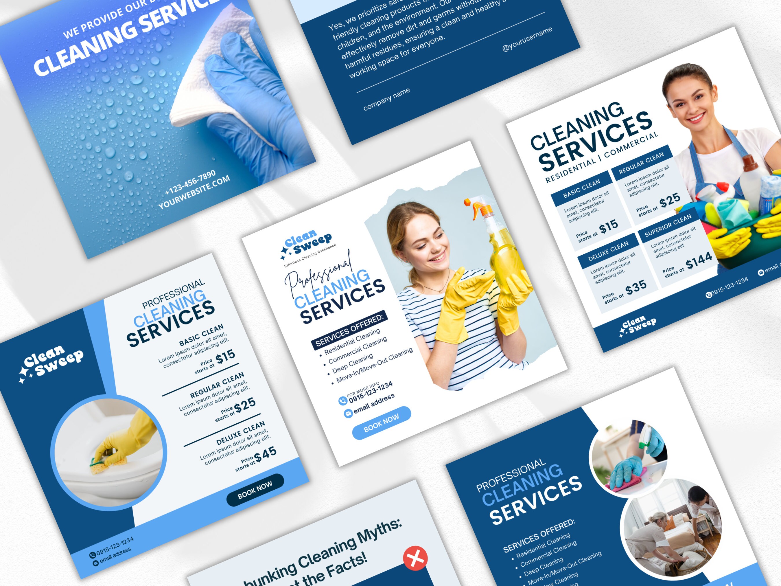 Canva Template for Cleaning Business Social Media Marketing Small ...