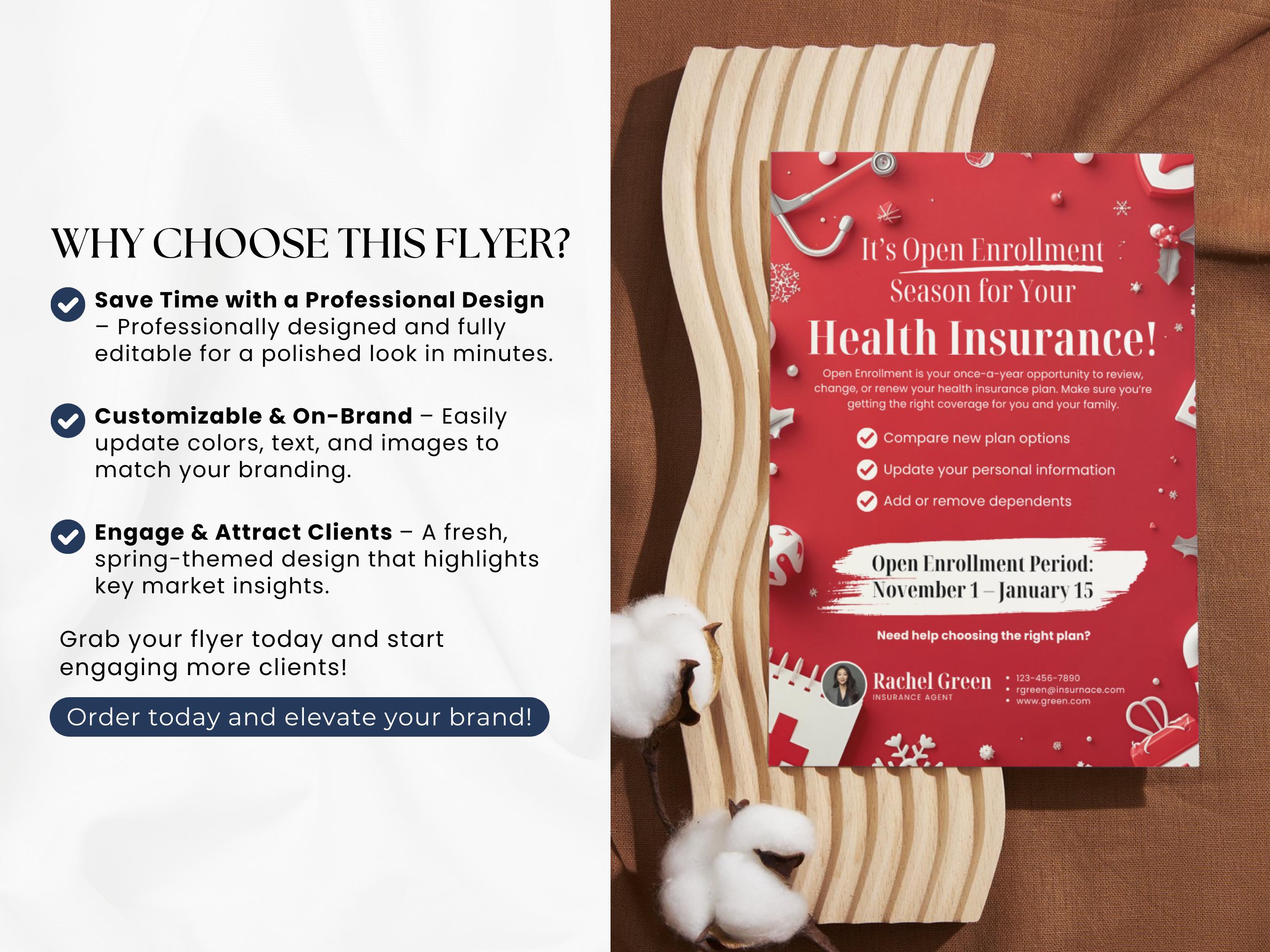 Health Open Enrollment Marketing Design for Insurance Agents, Editable ...