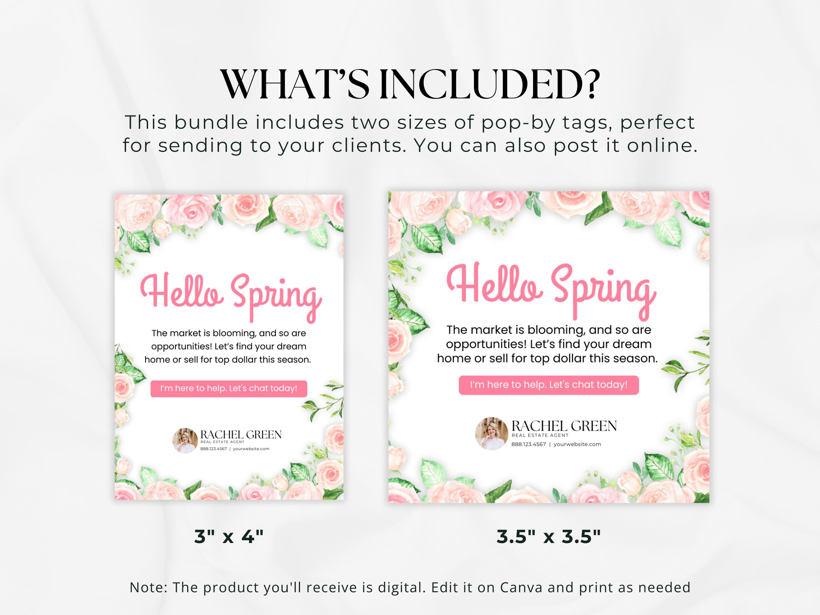 Pop by Spring Tag for Realtors, Real Estate Spring Pop Bys Marketing ...