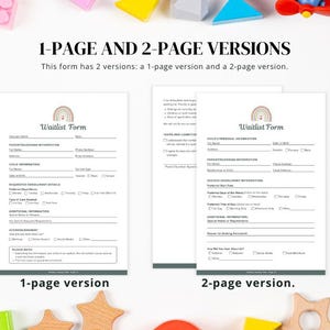 Daycare Waitlist Form Application, Home Daycare Form, Pre School ...