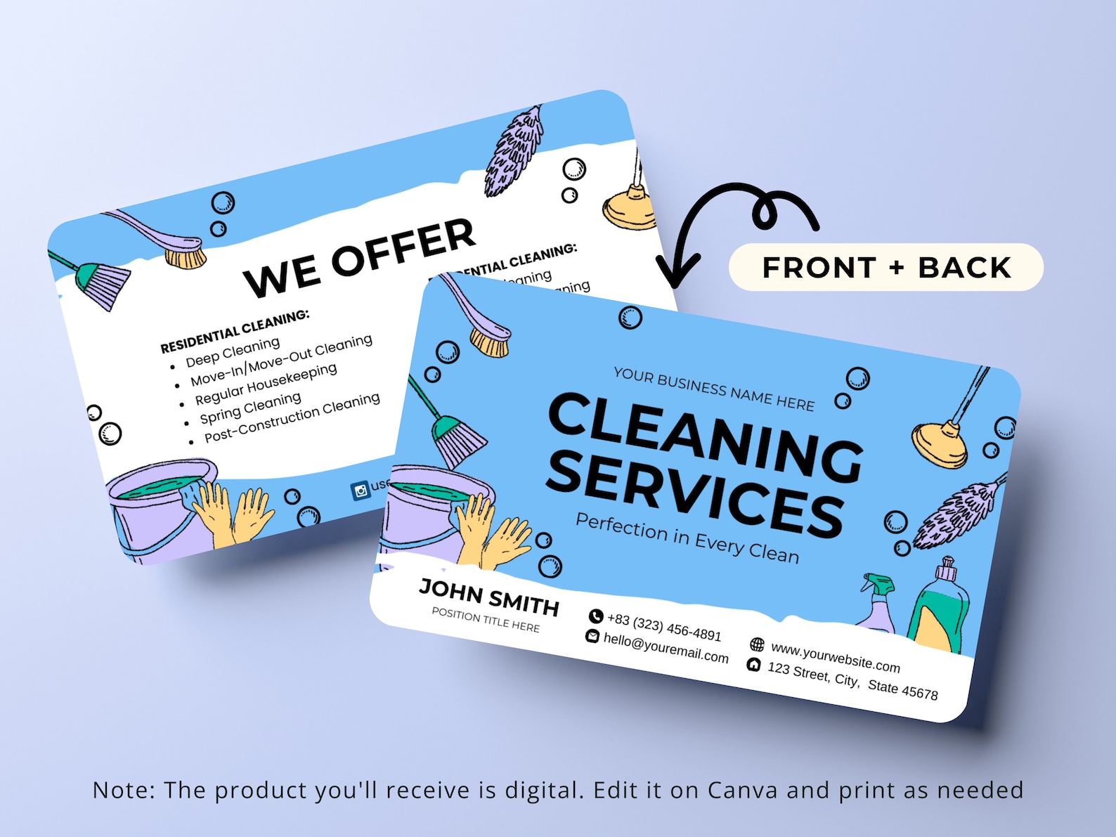 Professional Commercial Cleaning Business Card Template, Modern ...