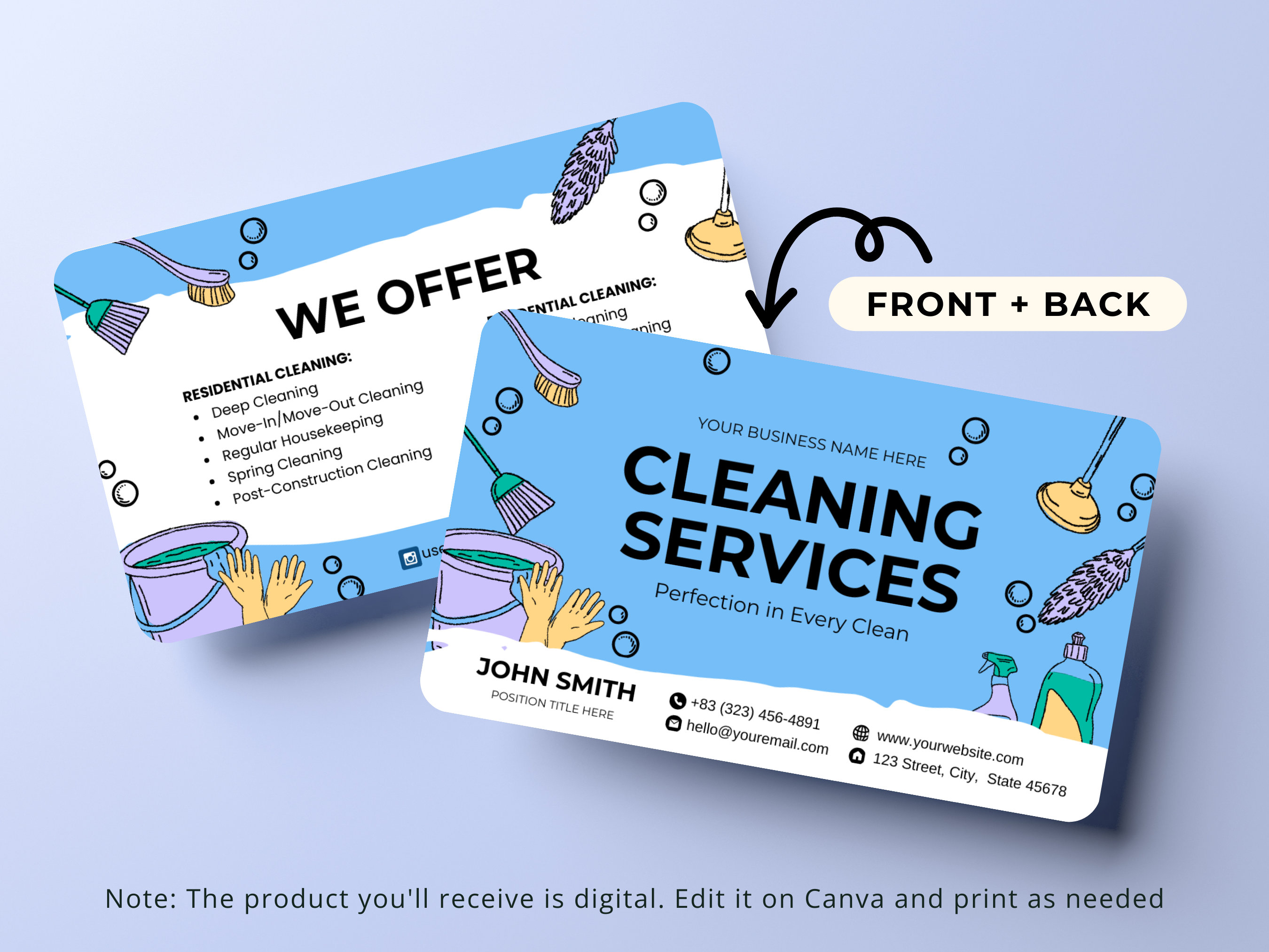 Professional Commercial Cleaning Business Card Template, Modern ...