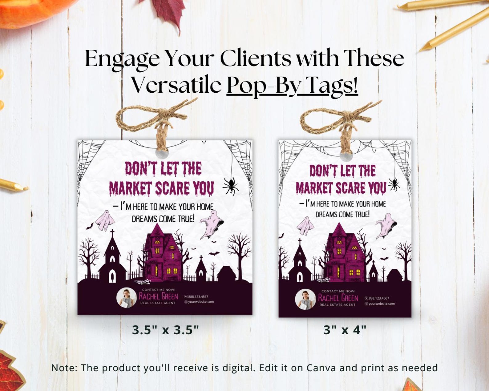 Halloween Real Estate Marketing Template Flyer Gift Tag Post Cards and ...