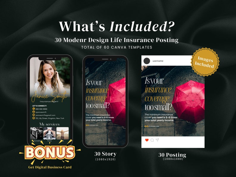 Life Insurance Agent Social Media Canva Template Package Editable ...