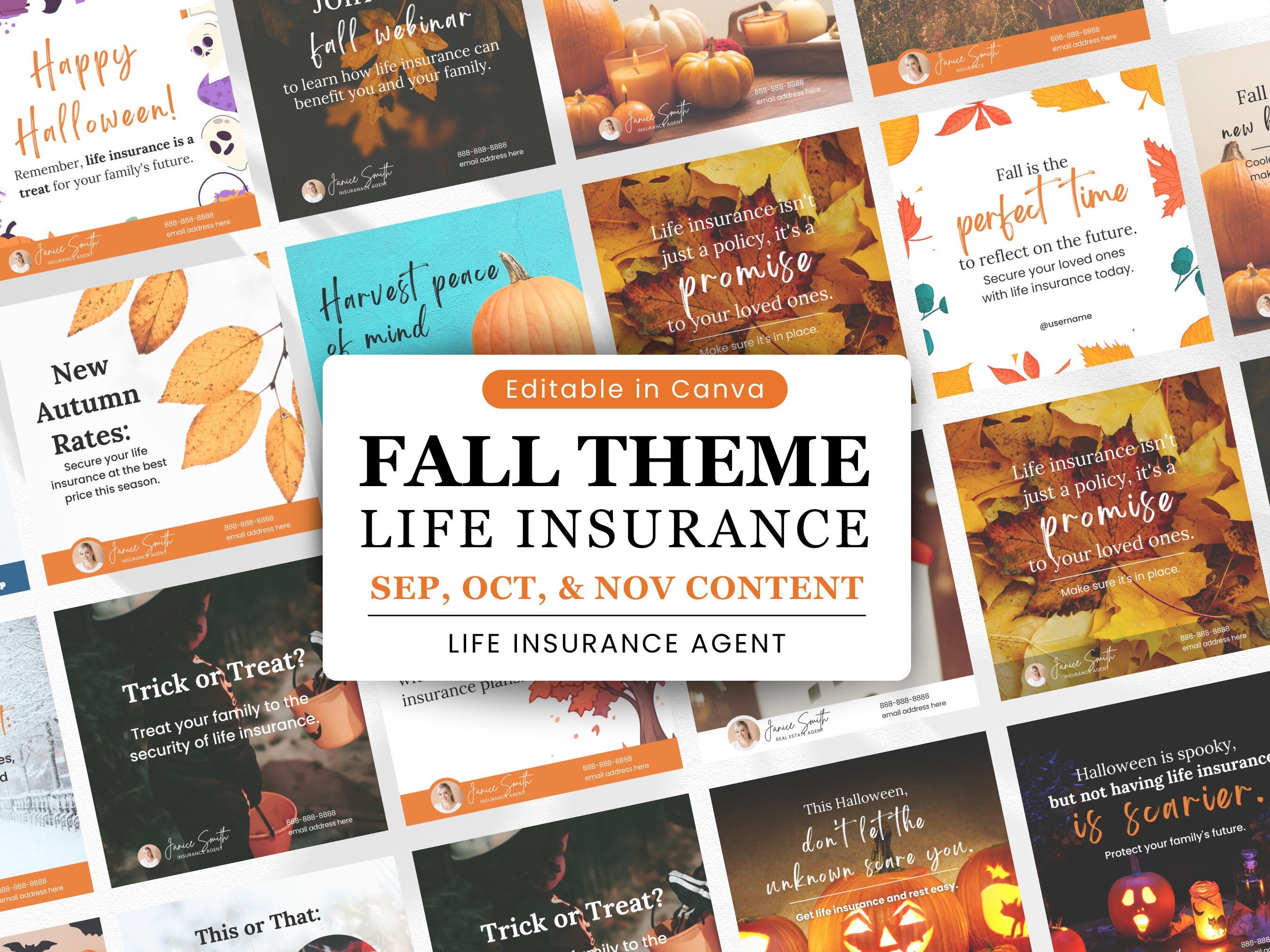 30 Fall Theme for Life Insurance Agent Social Media Templates for Life ...