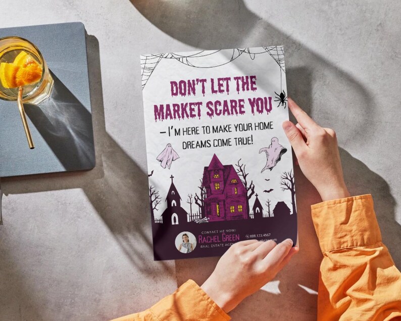 Halloween Real Estate Marketing Template Flyer Gift Tag Post Cards and ...