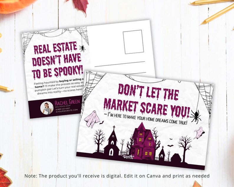 Halloween Real Estate Marketing Template Flyer Gift Tag Post Cards and ...